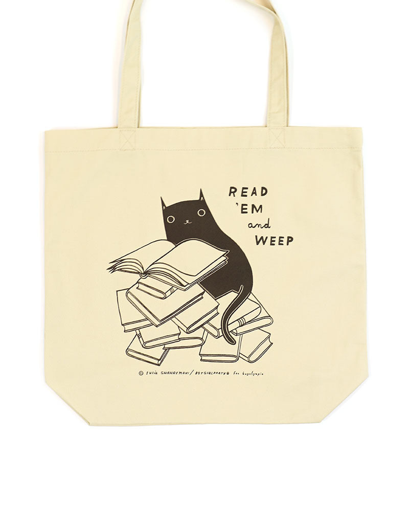 Read 'Em And Weep Cat Book Tote Bag