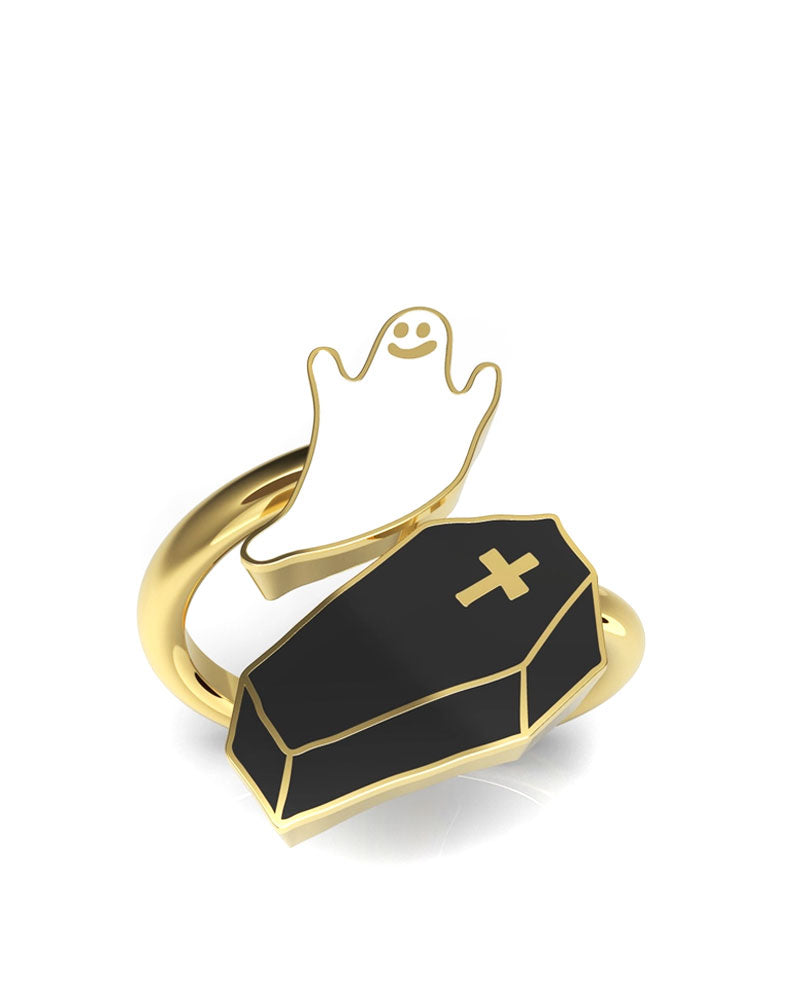 Ghost & Coffin Adjustable Ring