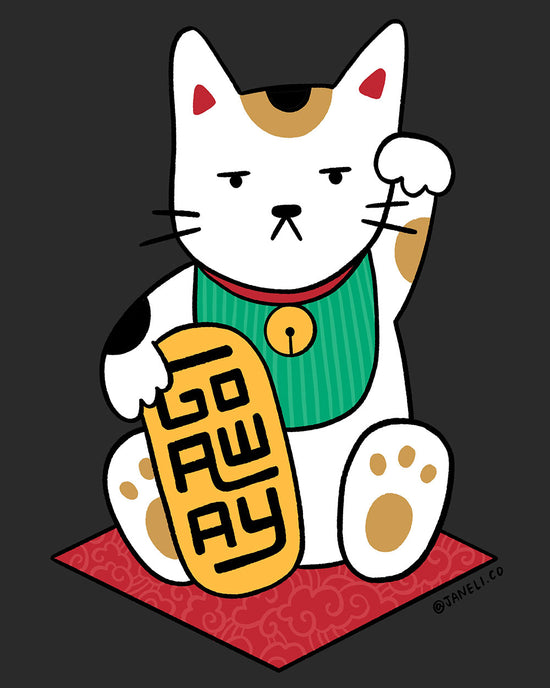 Go Away Maneki Neko Cat Art Print (8" x 10")