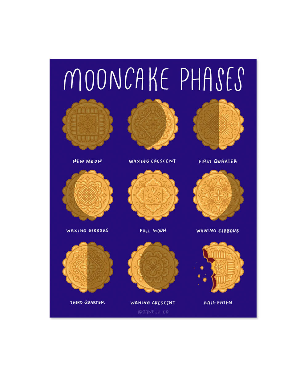 Mooncake Phases Art Print (8" x 10")
