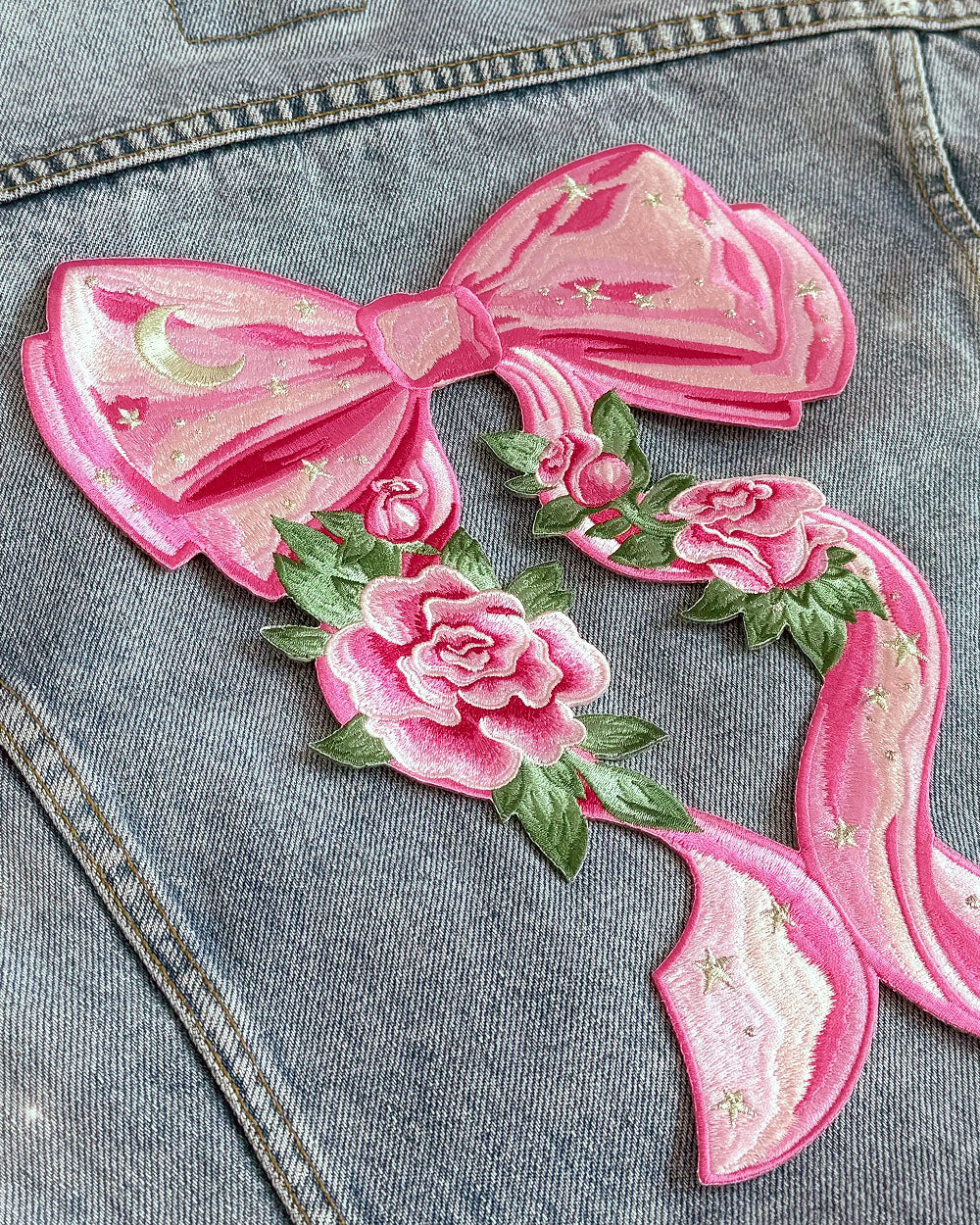 Bow With Roses Large Back Patch