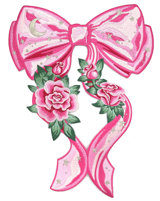 Bow With Roses Large Back Patch