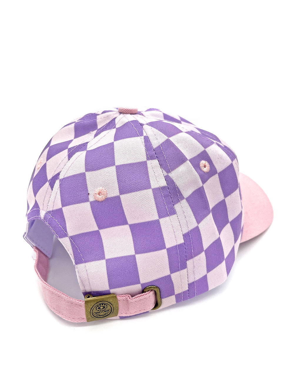 Black Cat Purple Checkerboard Hat
