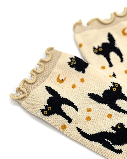Black Cat Ruffle Socks