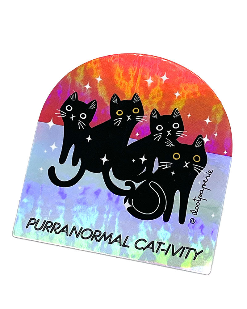 Purr-Anormal Cat-Ivity Holographic Sticker