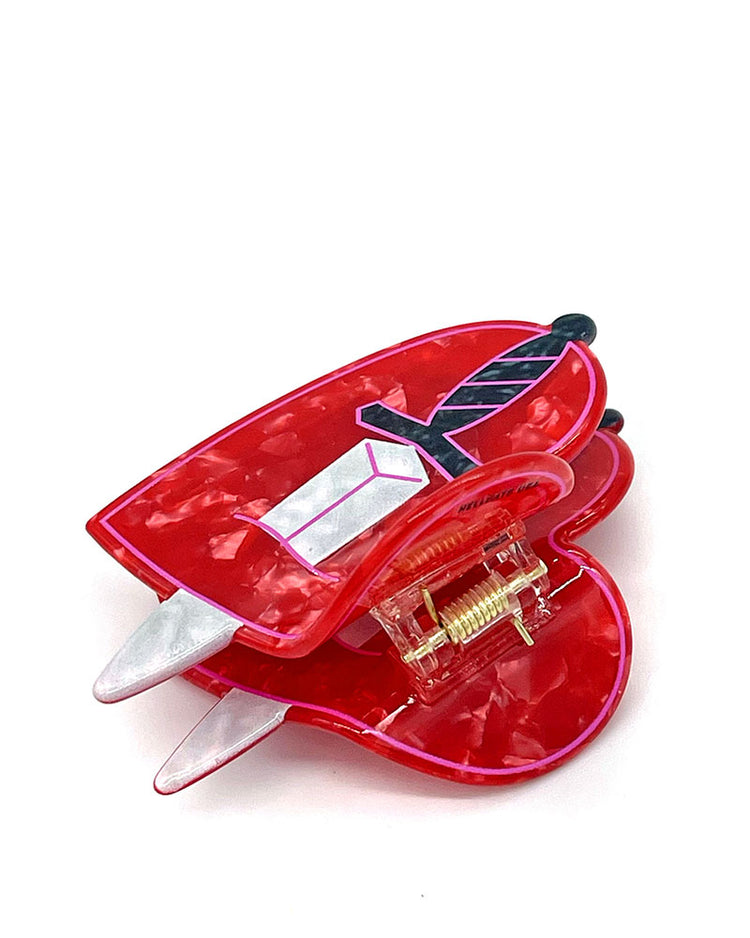 Heart & Dagger Hair Claw Clip