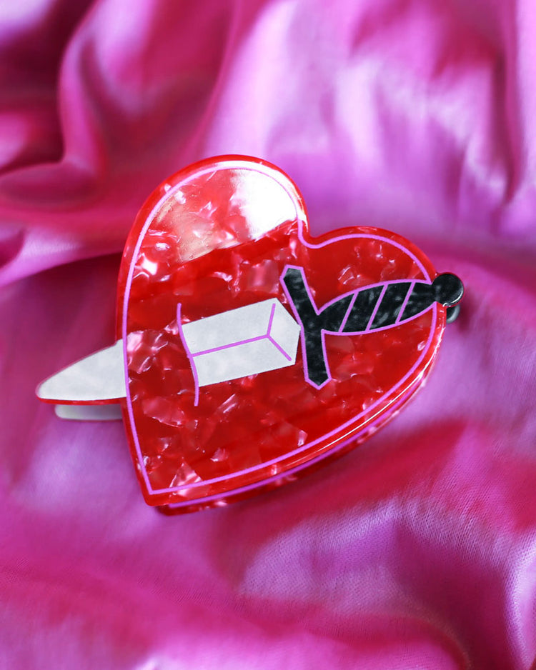 Heart & Dagger Hair Claw Clip