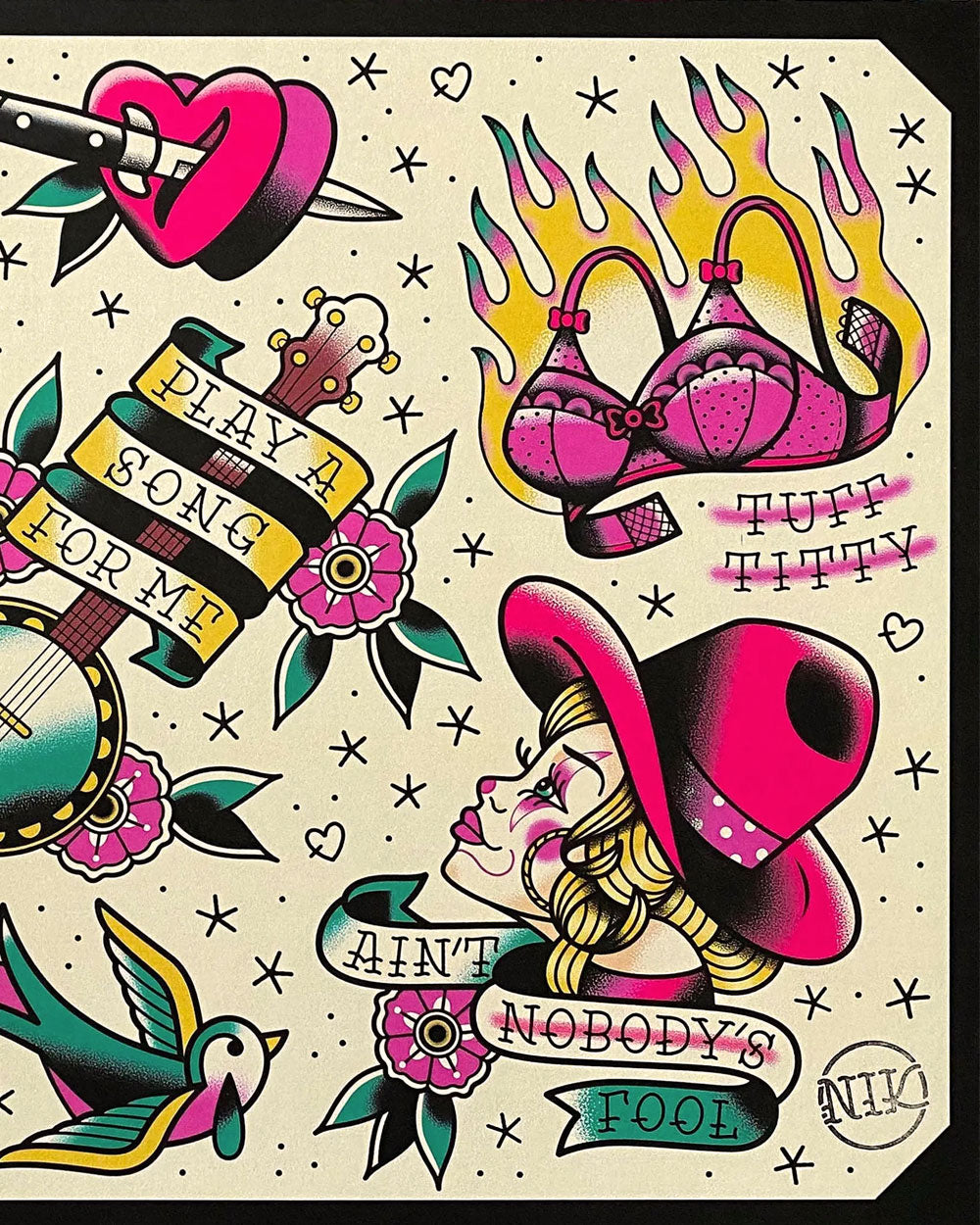 Ain't Nobody's Fool Tattoo Flash Art Print (11" x 14")