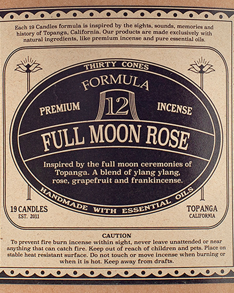 Full Moon Rose Incense Cones (Pack of 30)
