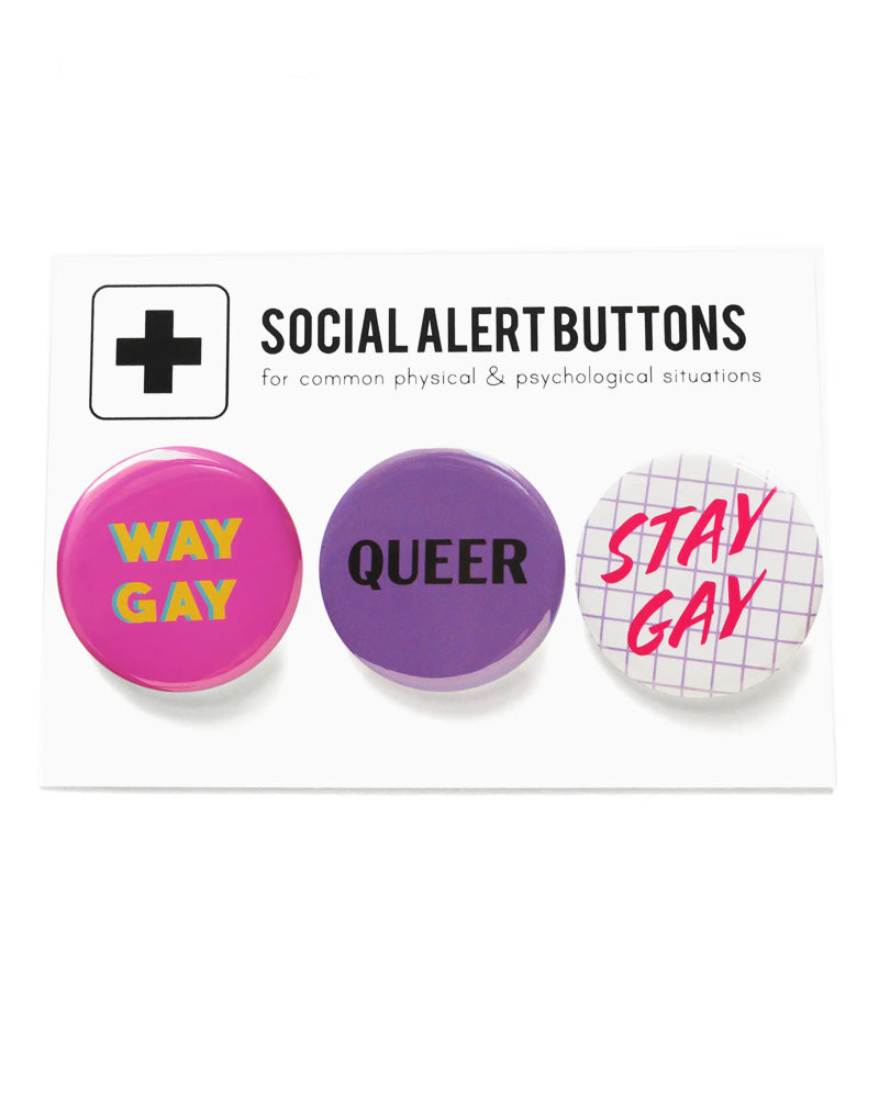 Gay-Themed Pinback Button Set (Set of 3)