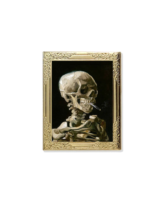 Head Of A Skeleton With A Burning Cigarette Pin