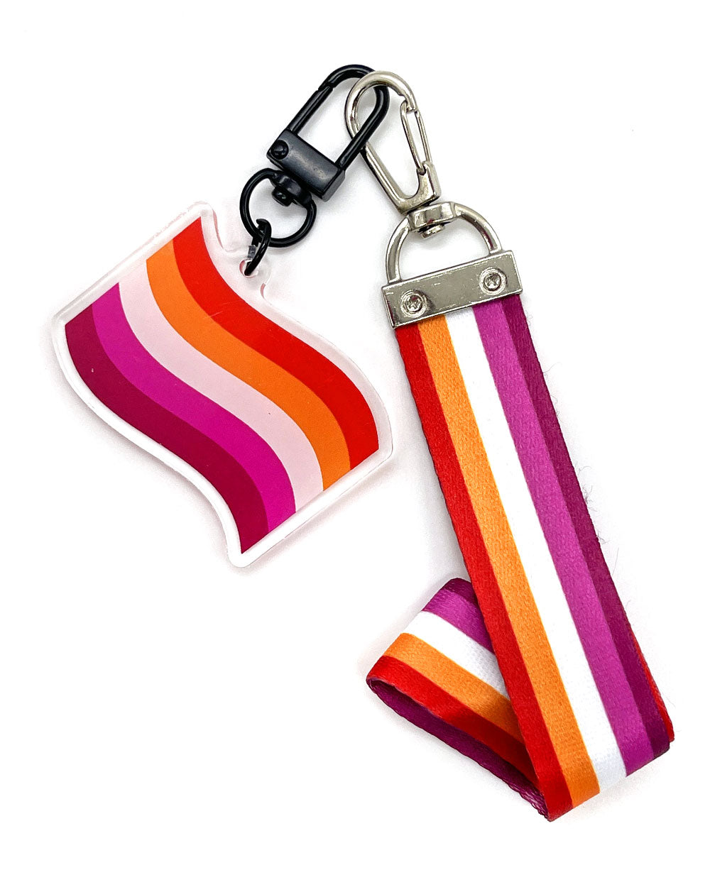 Lesbian Pride Charm Keychain + Lanyard