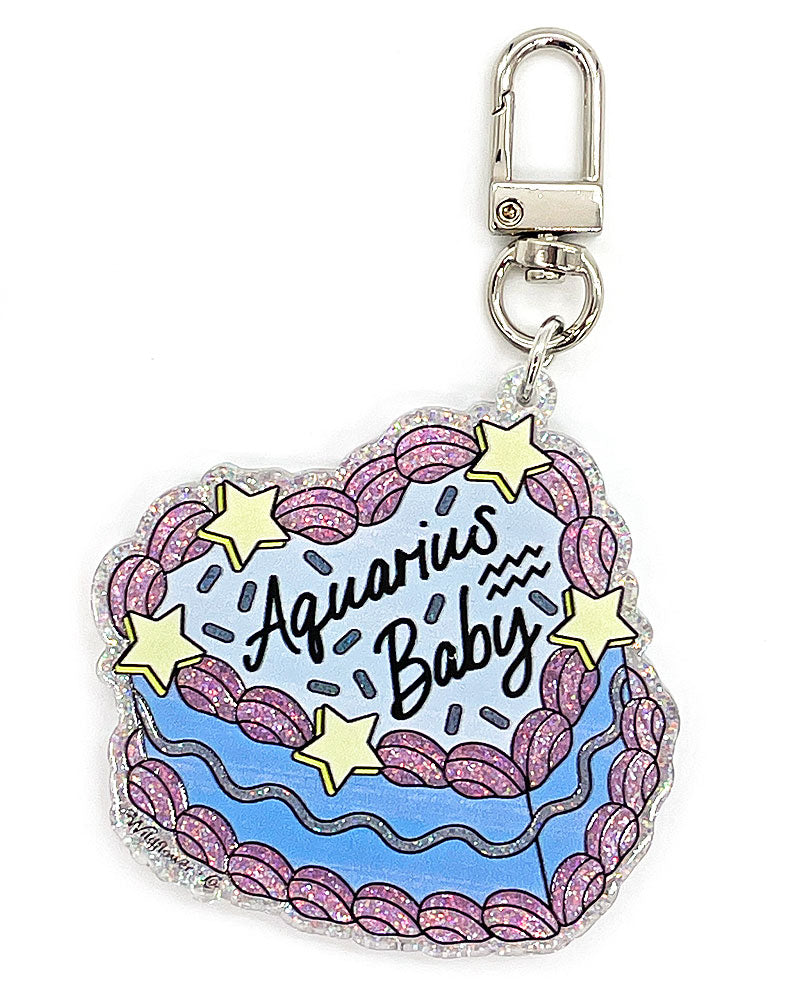 Aquarius Zodiac Cake Charm Keychain