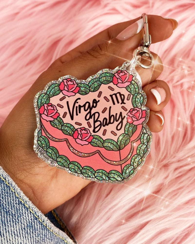 Virgo Zodiac Cake Charm Keychain