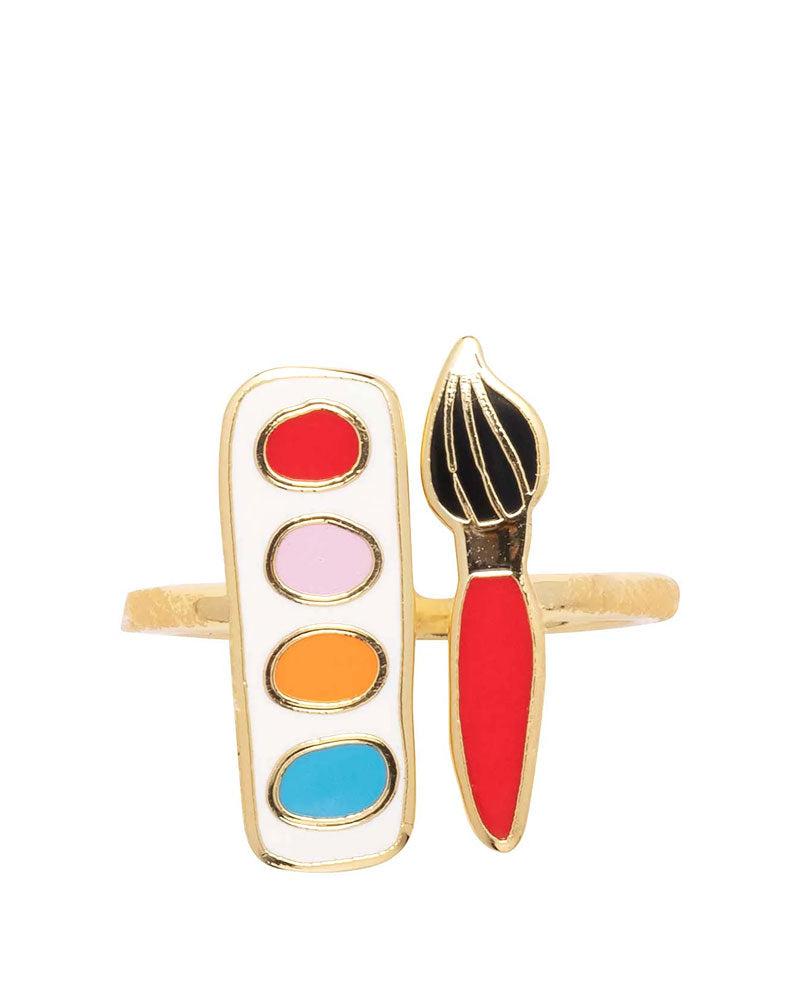 Watercolors & Paint Brush Adjustable Ring