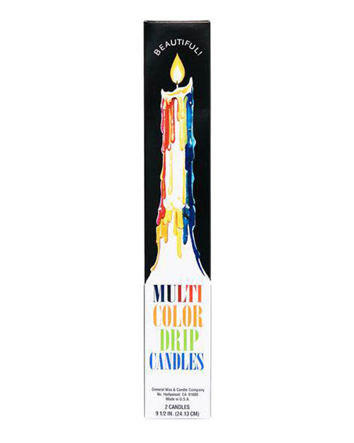 Rainbow Multi-Color Drip Candles (Pair of 2)