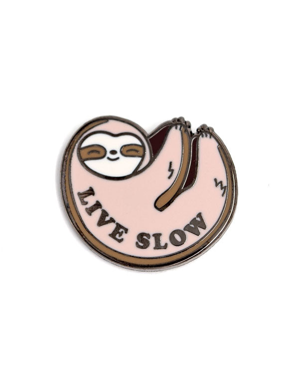 Live Slow Sloth Pin