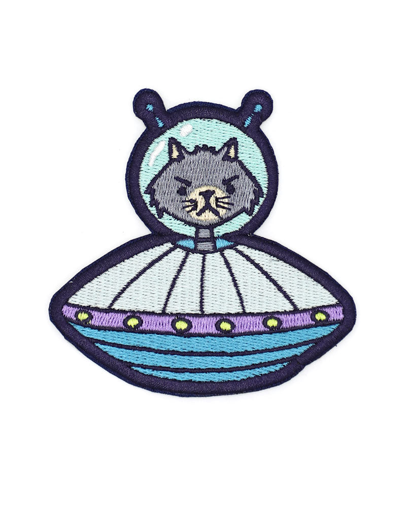 Cat Alien UFO Spaceship Patch
